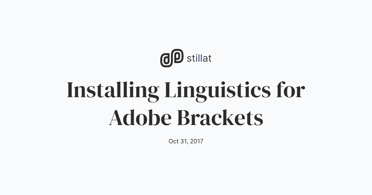 Installing Linguistics for Adobe Brackets / Blog / Stillat